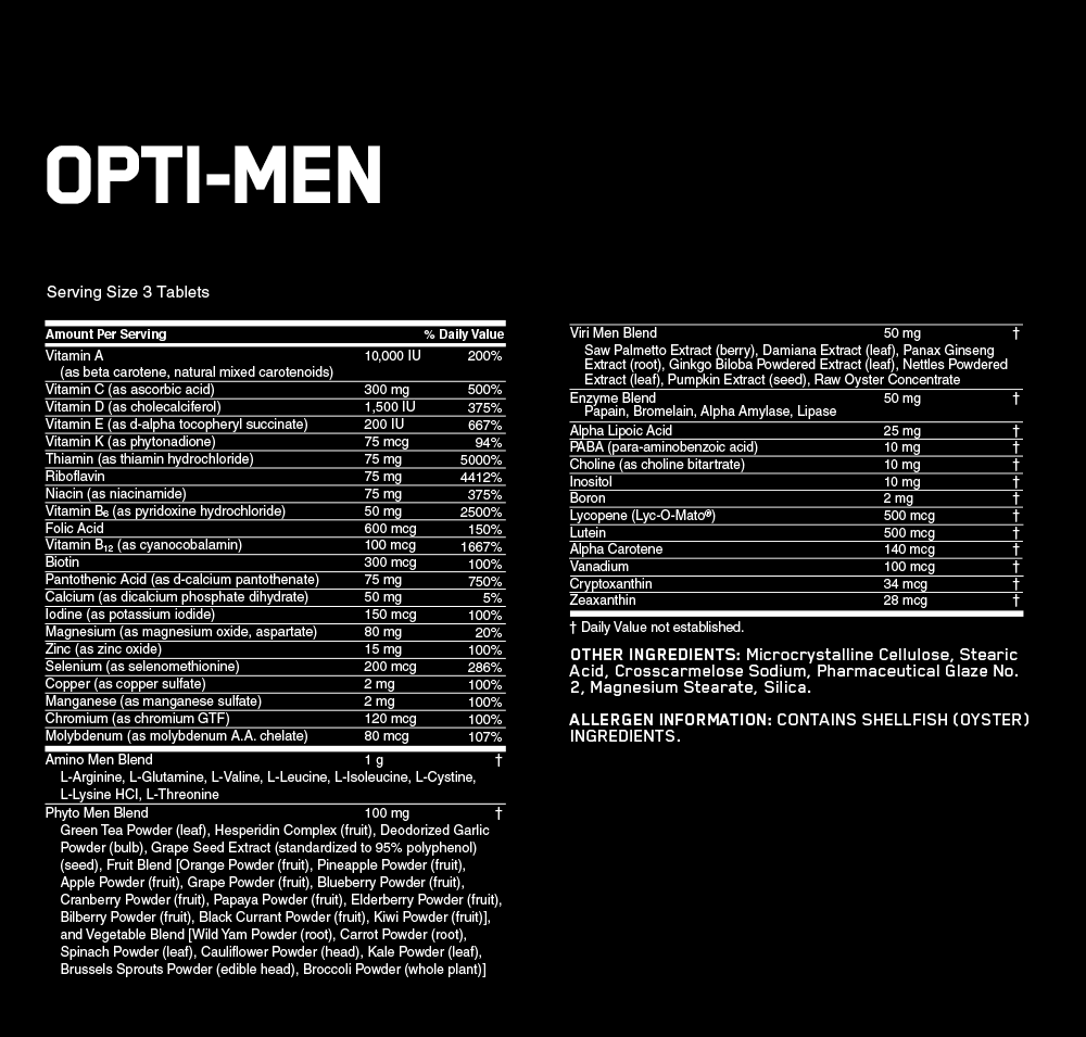 Optimum Nutrition Opti-Men | 90tabs - Advantagesupplements.com ...